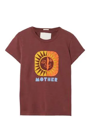 MOTHER Printed Cotton-jersey T-shirt - Brown