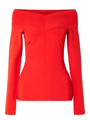 Stella McCartney Bardot Off-the-shoulder Paneled Jersey Top - Red