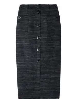 VIOLANTE NESSI Corot Silk-tweed Midi Skirt - Black