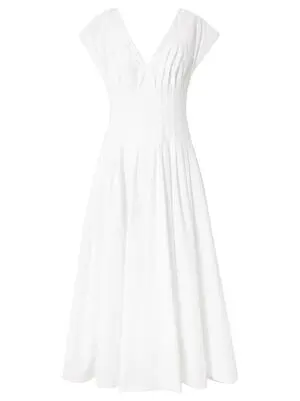 Simkhai Nina Pleated Cotton-blend Poplin Midi Dress - White