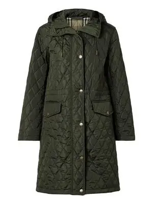 Burberry Hooded Quilted Shell Jacket Dark Green