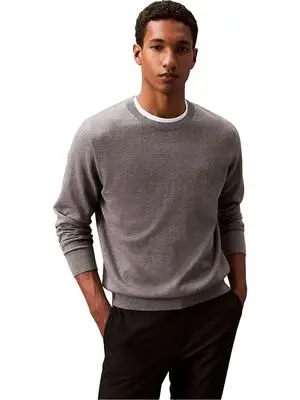 Calvin Klein Classic Fit Cotton Sweater - Medium Grey Heather