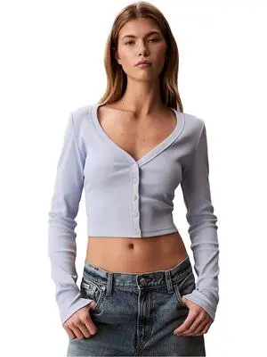 Calvin Klein Calvin Klein Rib Cropped Cardigan Breezy Blue