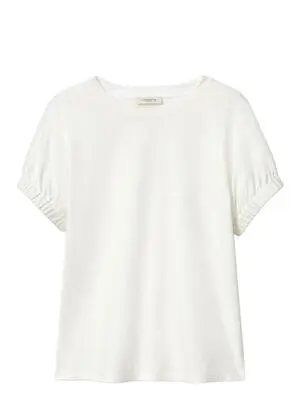Lafayette 148 New York Cotton Jersey Short Sleeve Top - White