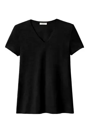 Lafayette 148 New York Cotton Jersey V-neck T-shirt - Black