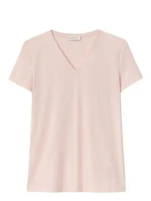 Lafayette 148 New York Cotton Jersey V-neck T-shirt - Rosewater