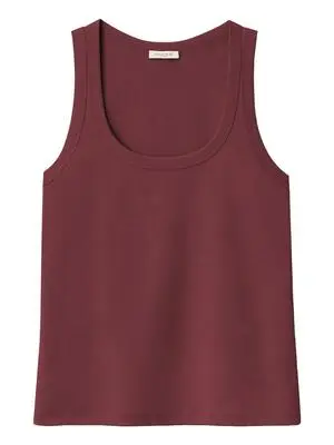Lafayette 148 New York Stretch Cotton Rib Tank - Rosewood