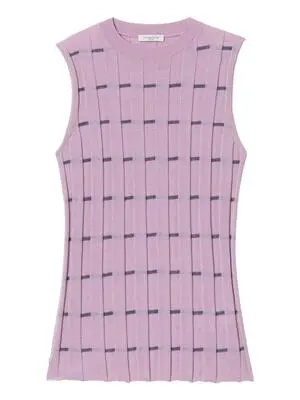 Lafayette 148 New York Cashmere Striped Knit Shell - Lavender Tint Multi