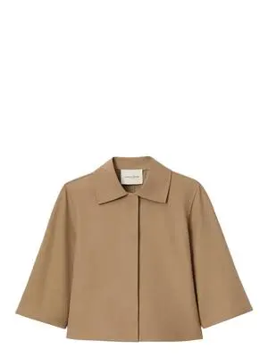 Lafayette 148 New York Stretch Cotton Cropped Shirt Jacket - Cammello