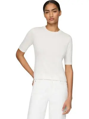 Lafayette 148 New York Short Sleeve Cotton-silk Pullover - Cloud