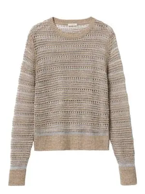 Lafayette 148 New York Metallic Lace Open Knit Sweater - Clay Melange