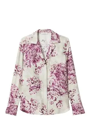 Lafayette 148 New York Printed Silk Twill Blouse - Violet Ash Multi