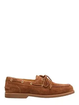 Brunello Cucinelli Suede Boat Shoes - Chestnut