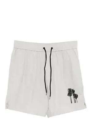 JAMES PERSE Palm-embroidered Deck Shorts - Grey