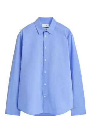 Cos Relaxed Pima Cotton Poplin Shirt - Blue