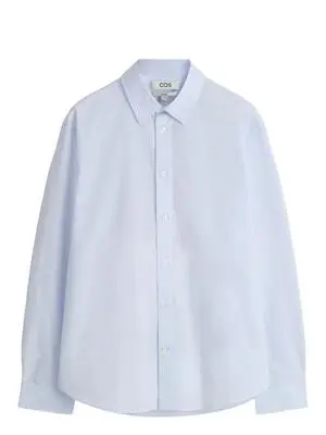 Cos Relaxed Pima Cotton Poplin Shirt - Light Blue