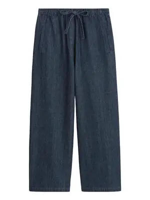 Cos Cropped Wide-leg Denim Pants - Dark Blue