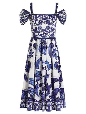 Dolce & Gabbana Majolica- Short Poplin Dress - Print