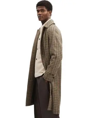 LES DEUX Wool-blend Houndstooth Coat - Brown/black