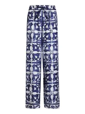 Dolce & Gabbana Majolica- Silk Twill Vanity Trousers - Print