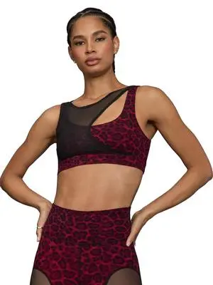 Carbon38 Mesh Overlay Bra In Melt Red Leopard