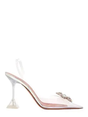 Amina Muaddi 95mm Rosie Crystal-bow Slingback Pumps - White