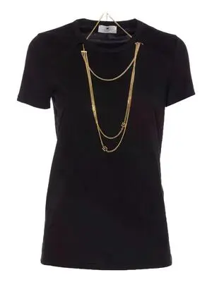Elisabetta Franchi Chain-embellished T-shirt - Black