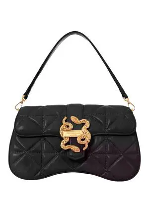 Just Cavalli Quilted Snake-buckle Crossbody Bag - Black