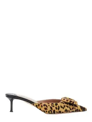 AQUAZZURA 50mm The Hoop Leopard-print Mules - Neutrals