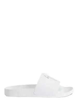 GIUSEPPE ZANOTTI Brett Logo-embellished Leather Slides - White