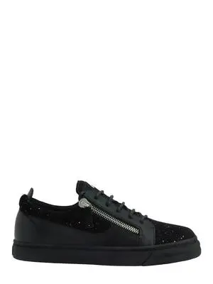 GIUSEPPE ZANOTTI Zip-detail Glitter Low-top Sneakers - Black