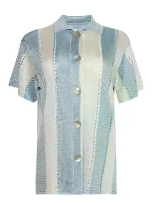 Calle Del Mar Striped Knit Shirt - Blue