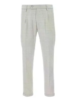 RE-HASH Check-pattern Pleat-detailed Trousers - Grey