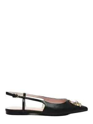 COCCINELLE C-me Slingback Leather Ballet Flats - Black