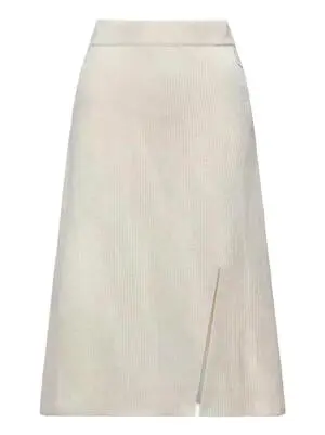 Moncler Ribbed Knit Side-split Midi Skirt - White