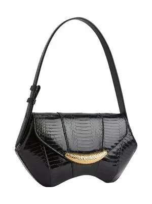 GIUSEPPE ZANOTTI Snakeskin Curved Shoulder Bag - 003 Black