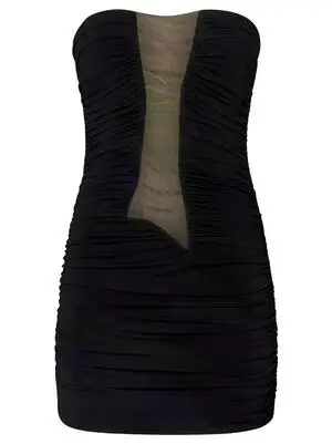 NENSI DOJAKA Draped Mesh-insert Mini Dress - Black