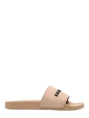 Balenciaga Logo-embossed Slides - Neutrals