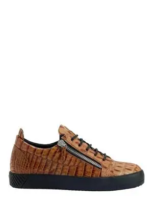 GIUSEPPE ZANOTTI Frankie Crocodile-effect Low-top Sneakers - Brown