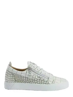 GIUSEPPE ZANOTTI Frankie Crocodile-effect Zip Sneakers - Neutrals