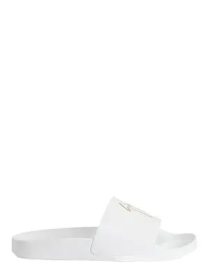 GIUSEPPE ZANOTTI Brett Leather Logo Slides - White