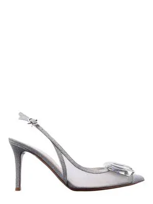 GIANVITO ROSSI Jaipur Gemstone-embellished Slingback Pumps - Silver