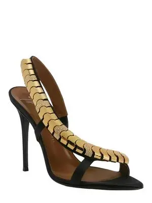 GIUSEPPE ZANOTTI 105mm Dafne Satin Slingback Sandals - Black