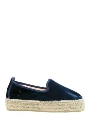 Manebí Monaco Velvet Platform Espadrilles - Blue