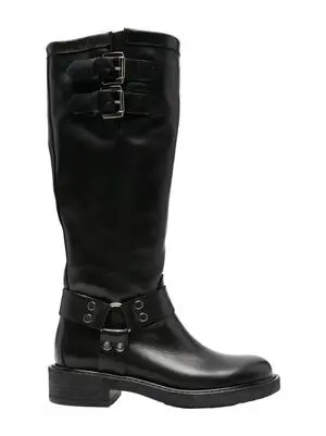 METISSE 40mm Buckle-strap Leather Boots - Black