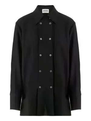 JIL SANDER Double-breasted Virgin Wool Coat - Black