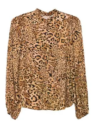 TWINSET Leopard-print Mock-neck Shirt - Brown