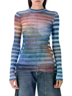 Jean Paul Gaultier Striped Long Sleeve Top - Blue