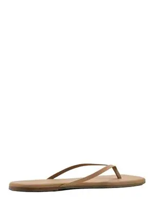 Tkees Leather Square-toe Flat Sandals - Brown