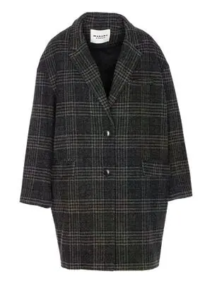 MARANT ETOILE Checked Wool Single-breasted Coat - Grey